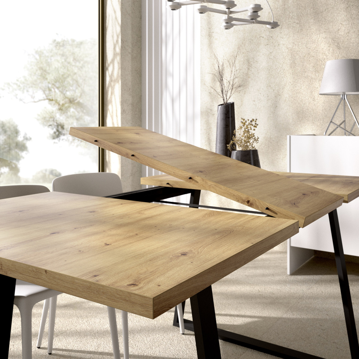 Mesa comedor extensible patas metálicas 120 | climayhogar.com